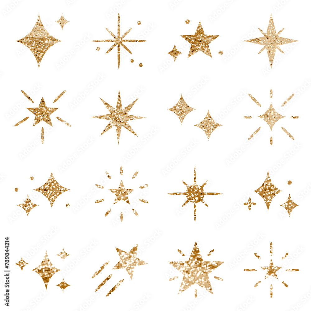 Sparkling stars png icon set with glitter texture Stock Illustration ...
