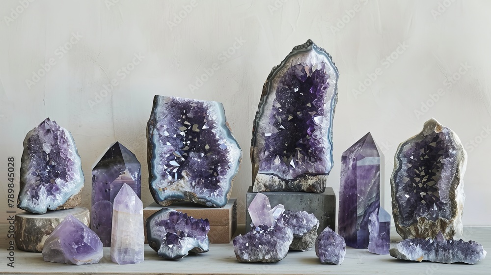 Elegant display of Brazilian amethyst and sodalite crystals ...