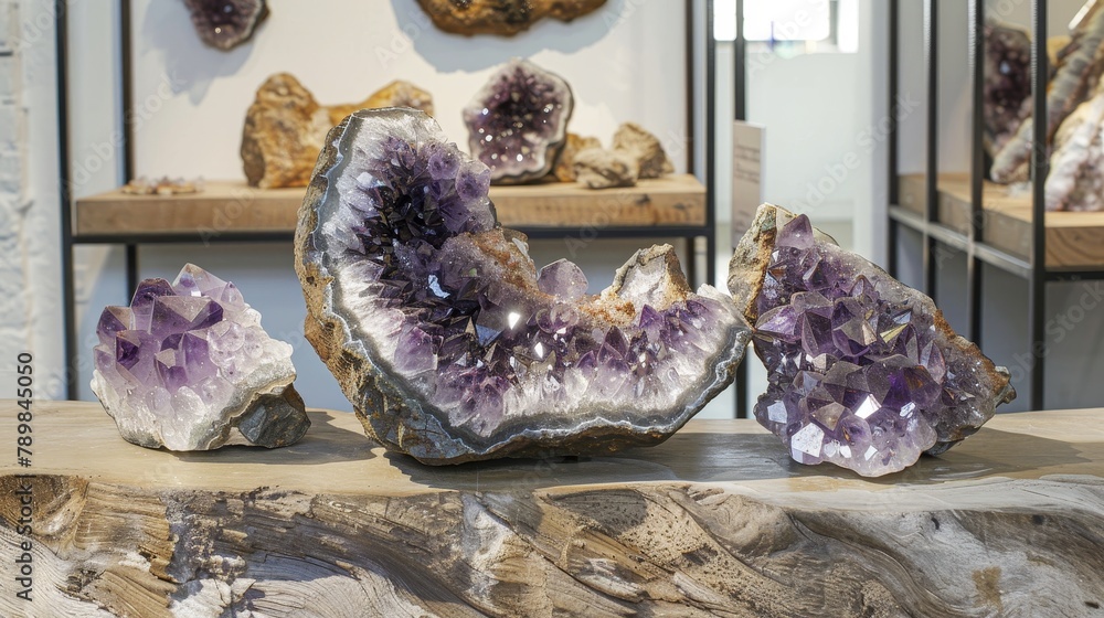 Elegant display of Brazilian amethyst and sodalite crystals ...