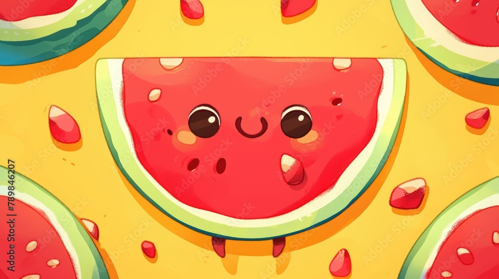 Cartoon 2d Illustration depicting a scrumptious Watermelon fruit your ...