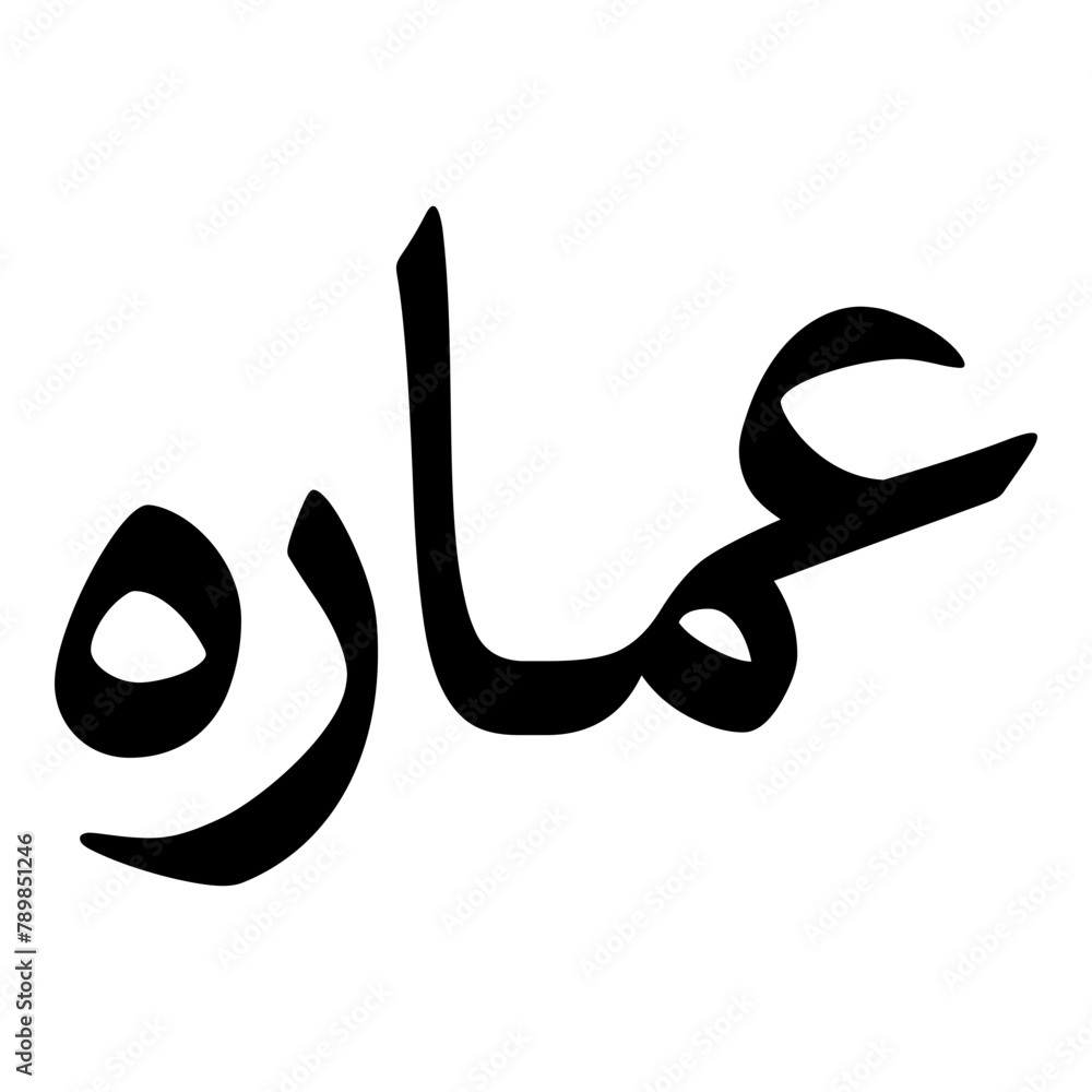 Amara Muslim Girls Name Naskh Font Arabic Calligraphy Stock Vector ...