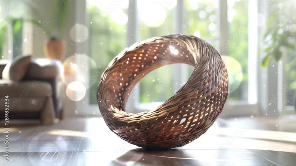 realistic render of a toroidal shape with wicker material. seamless ...