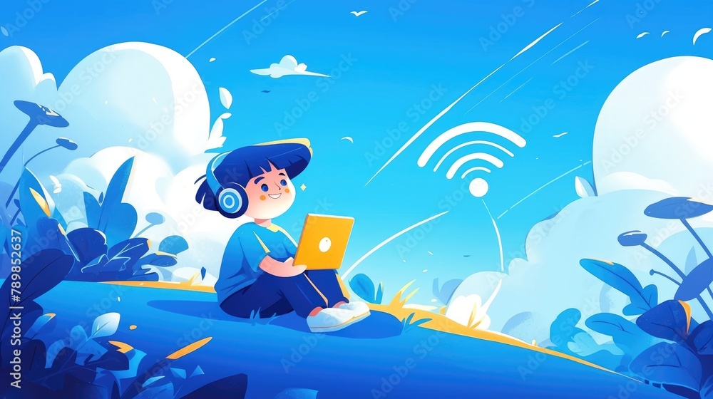 The cartoon cartoon character alongside the Wi Fi symbol is a perfect ...