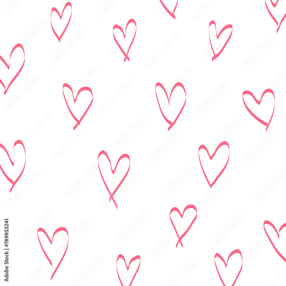 Heart doodle pattern png, transparent background, pink cute design ...