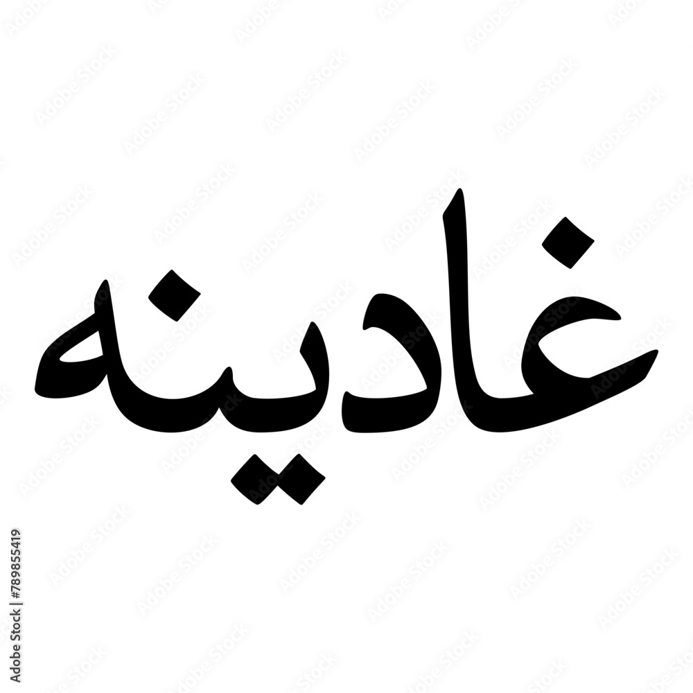 Ghadinah Muslim Girls Name Naskh Font Arabic Calligraphy Stock Vector ...