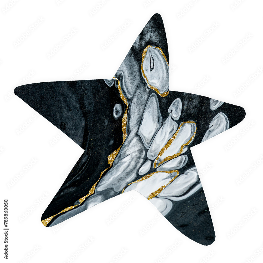 Marble textured star png shape clipart, black aesthetic on transparent ...