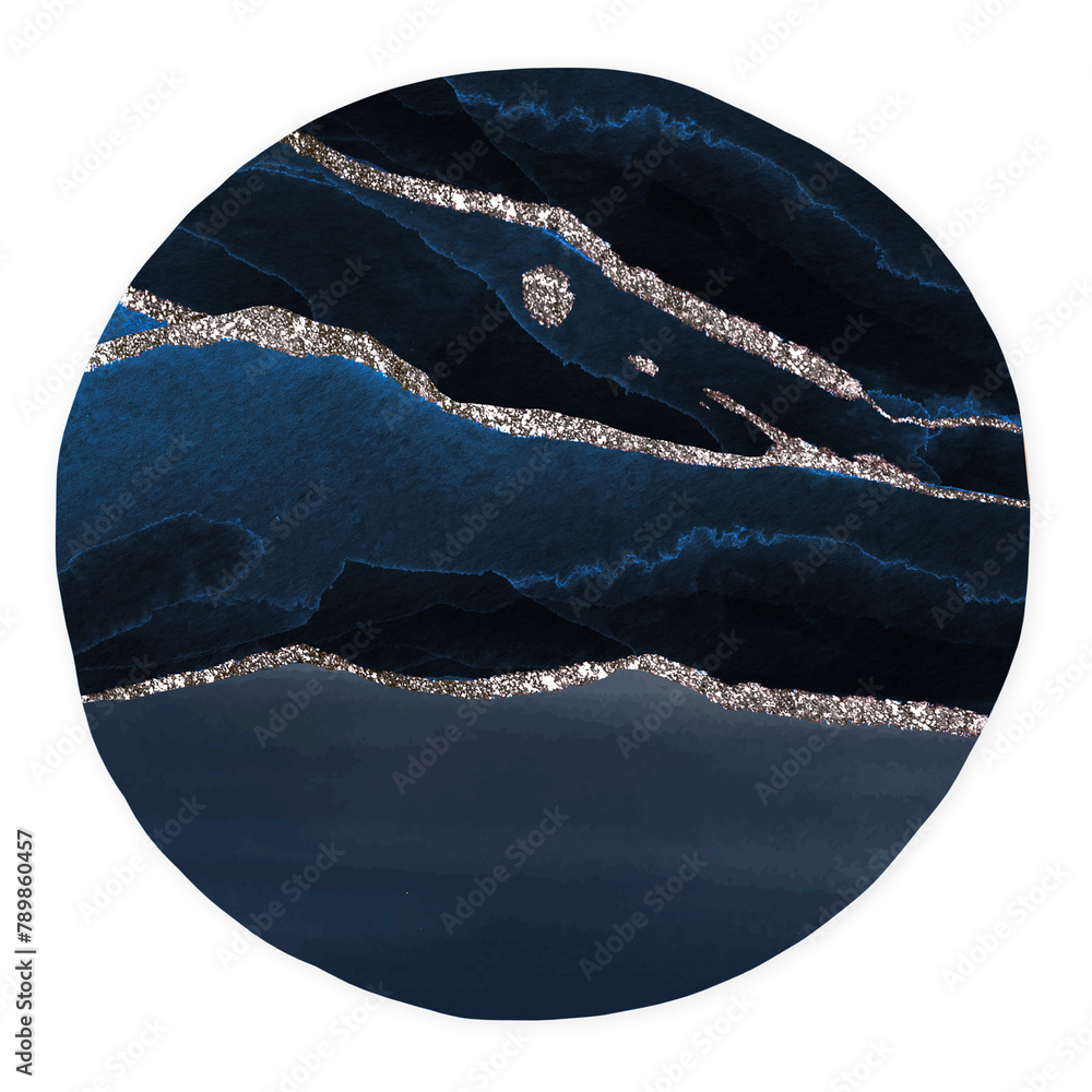 Blue marble circle png clipart, aesthetic gold kintsugi on transparent ...