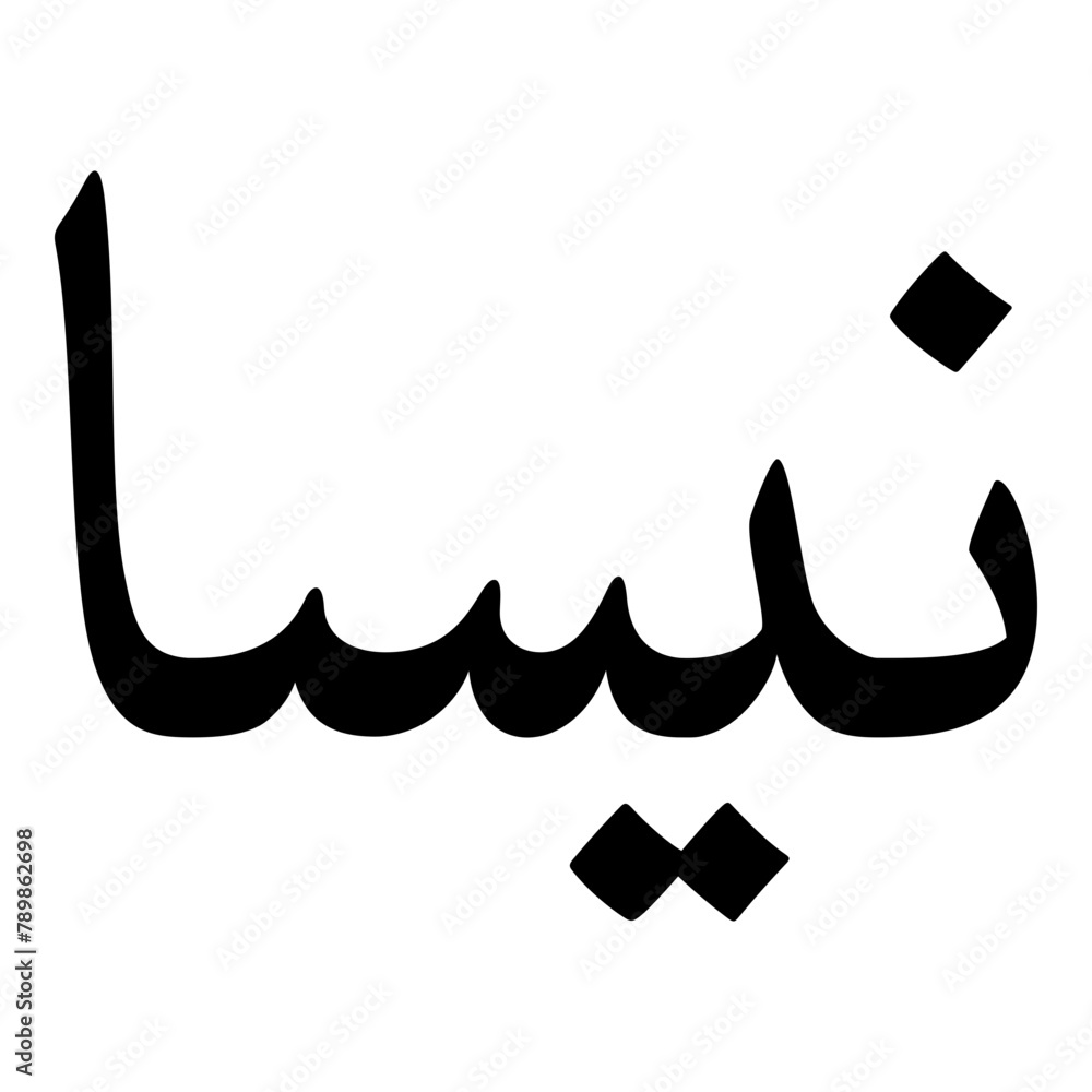 Nisa Muslim Girls Name Naskh Font Arabic Calligraphy Stock Vector ...