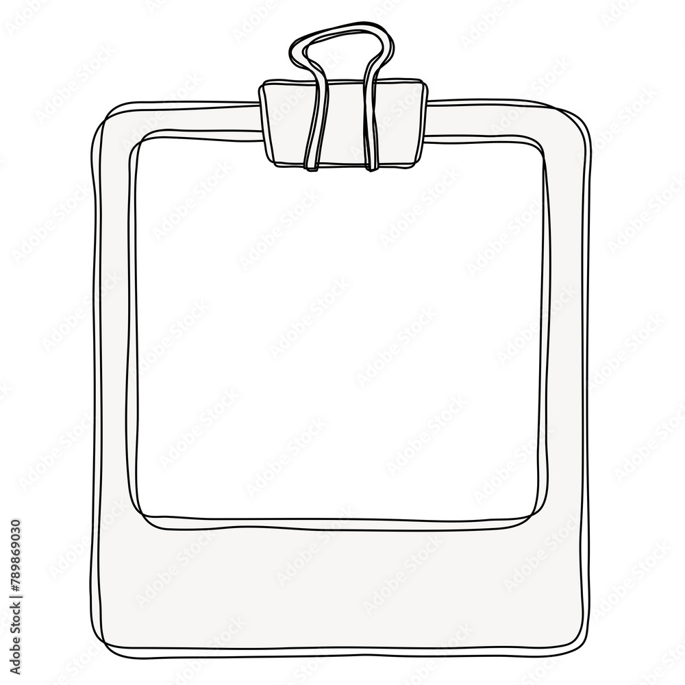 Cute frame instant photo png sticker, binder clip, simple outline ...
