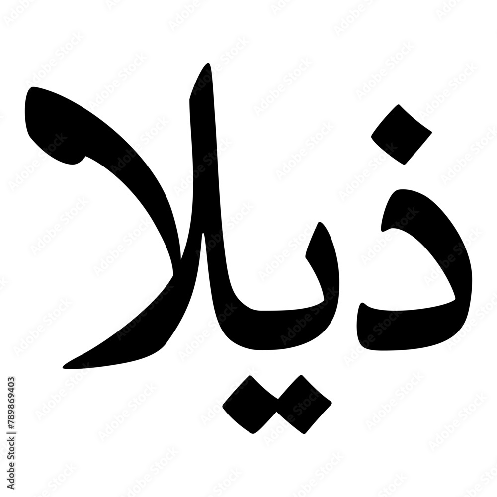 Zilla Muslim Girls Name Naskh Font Arabic Calligraphy Stock Vector ...