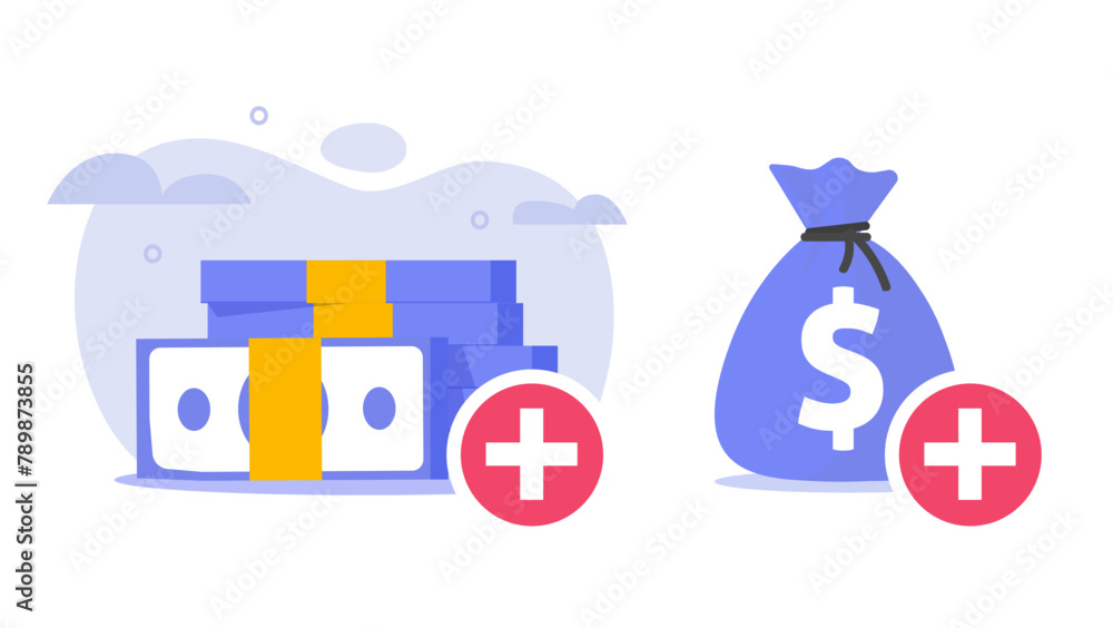 Money topup icon, cash deposit addition element graphic illustration ...