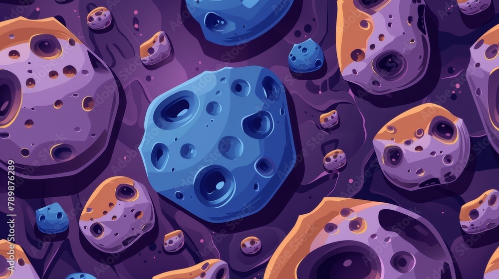 A seamless moon surface with craters. Modern alien planet texture for ...