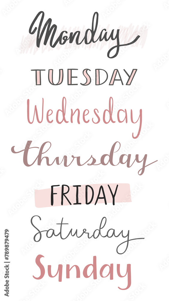 Png everyday lettering on transparent background set Stock Illustration ...