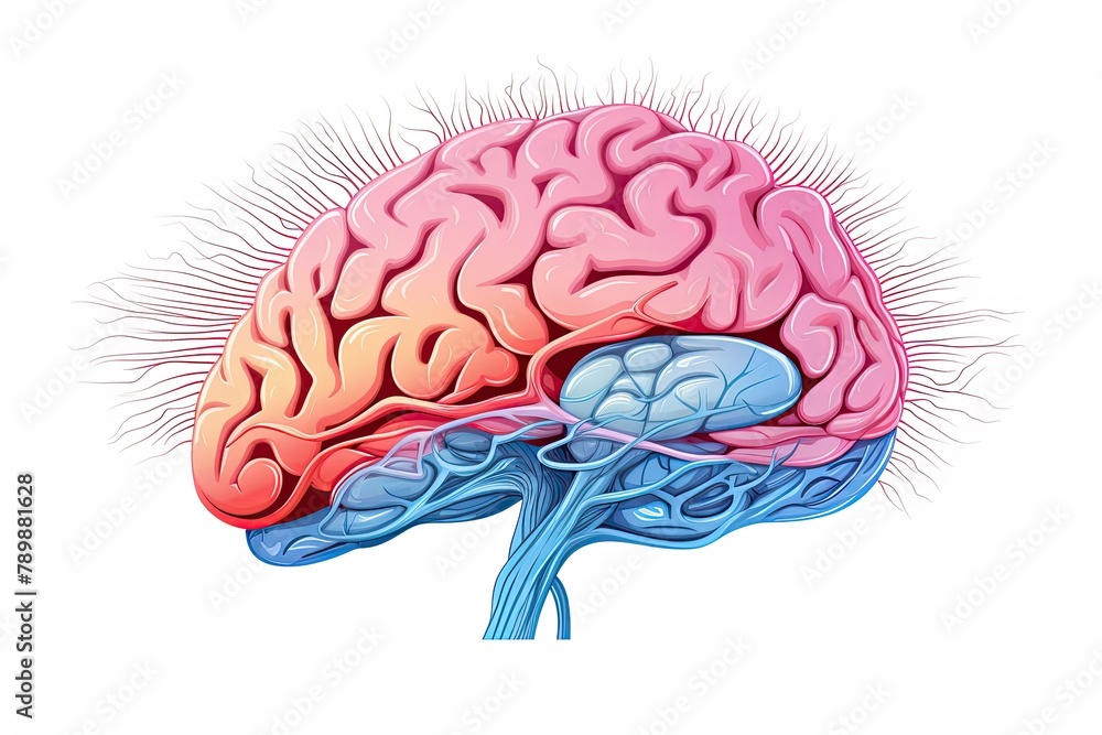 Detailed medical diagram showing the different lobes and structures of ...