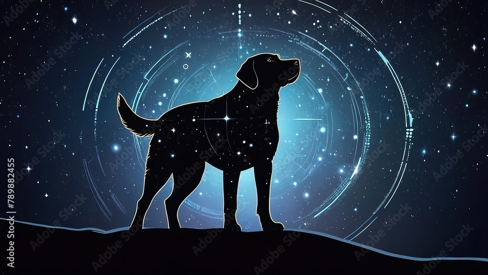 Artistic Vector Artwork Against a Blue and Black Space Background ...