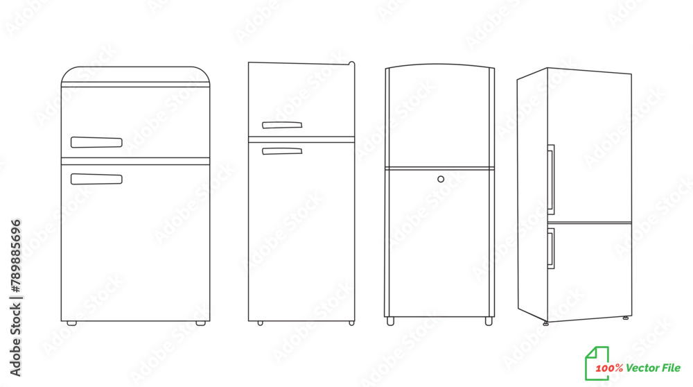 Refrigerator line art vector, icon minimalist illustration design ...