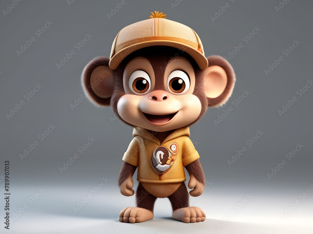 3d rendered illustration of a monkey , 3d puppet with a banana , 3d ...