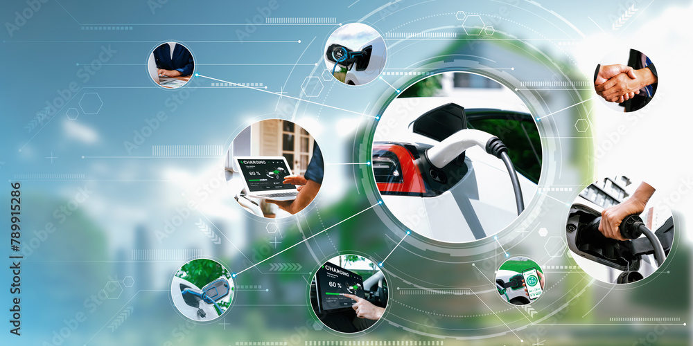 EV electric car vehicle charging and sustainable LCA green energy ...