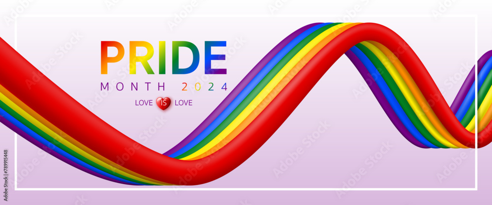 3d Pride month background 2024 banner template, Logo LGBT, LGBTQ ...