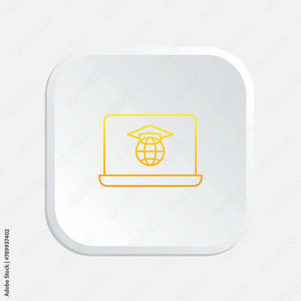 distance education icon, online learning, remote learning, virtual ...