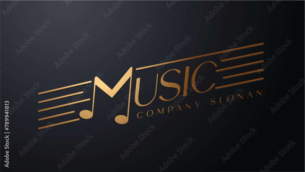 M Music theme letter logo. Music logo concept with two musical notes in ...