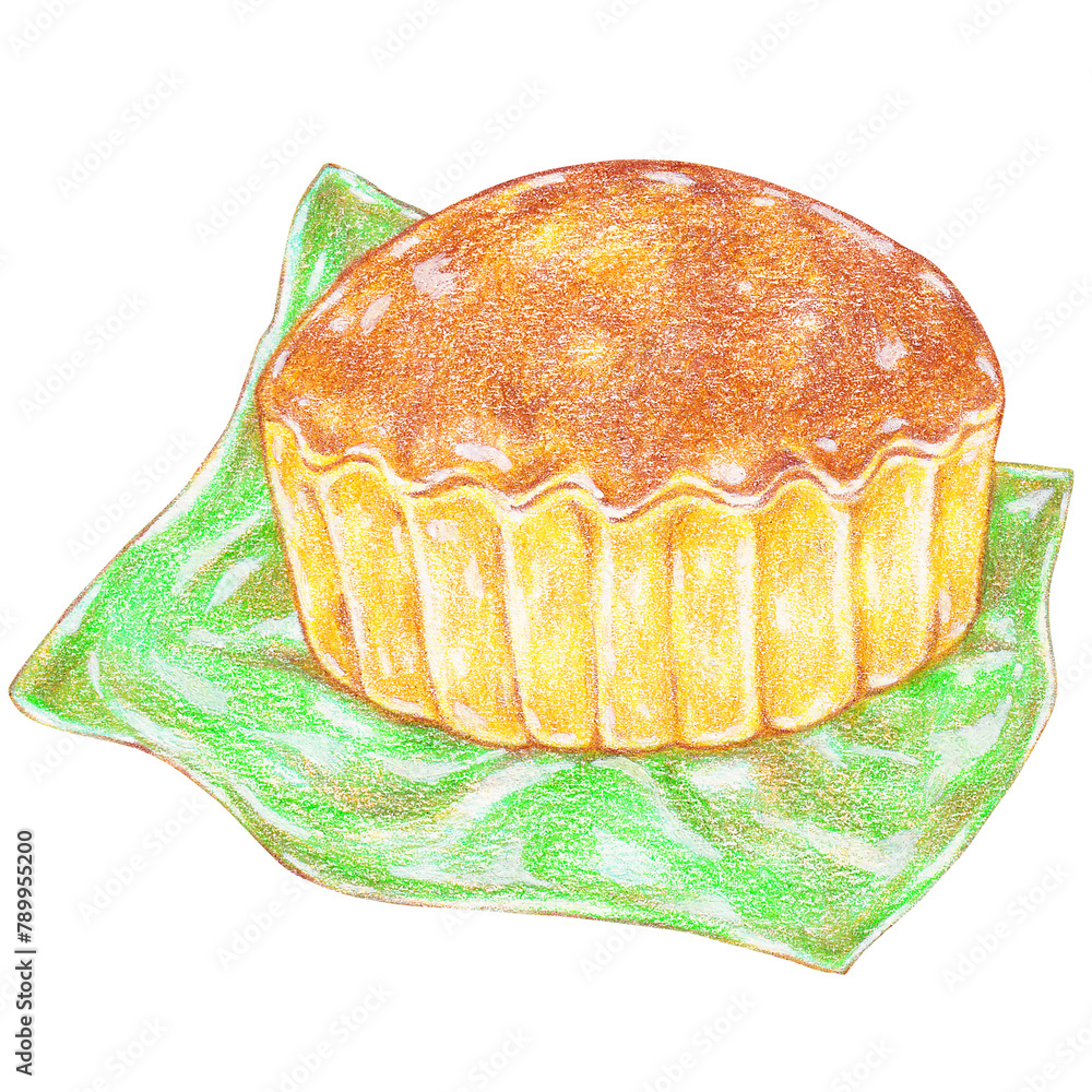 mamon, filipino sponge cake color pencil drawing style, filipino bread ...