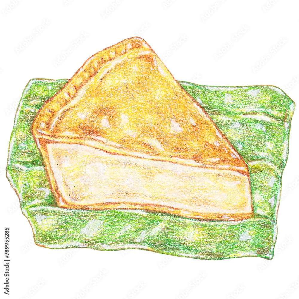 buko pie, filipino coconut pie color pencil drawing style, filipino ...