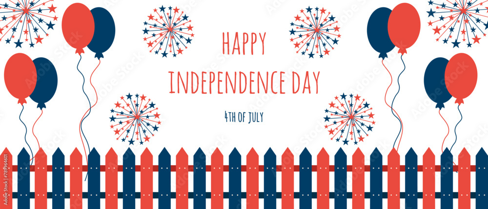 Independence Day of America concept in trendy Minimalism Groovy style ...