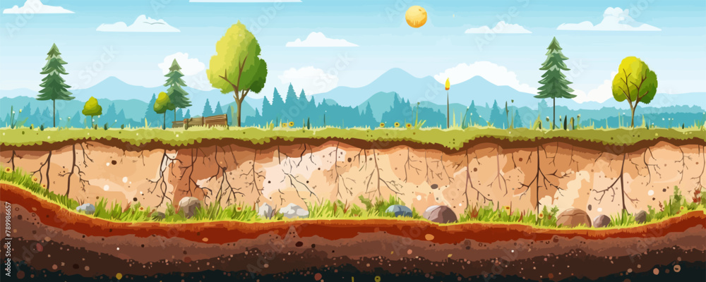 Soil layer infographics, vector cross section. vector simple ...