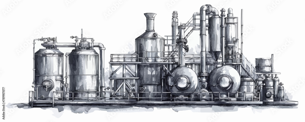 Alcohol ethanol production, distillery. Vintage distillation apparatus ...