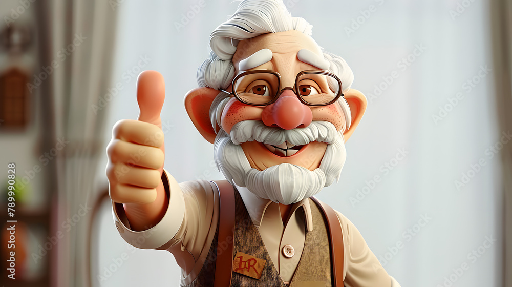 Happy smiling cartoon character old senior elder mature man grandfather ...