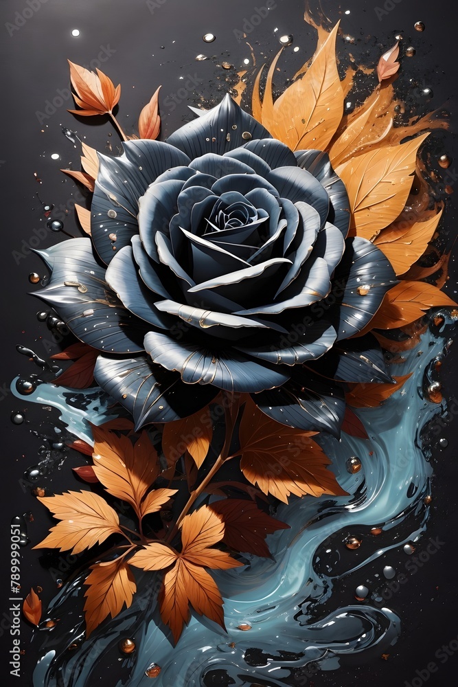 Ilustração do Stock: Starry Black Rose Flower Wallpaper, Rose Flower ...