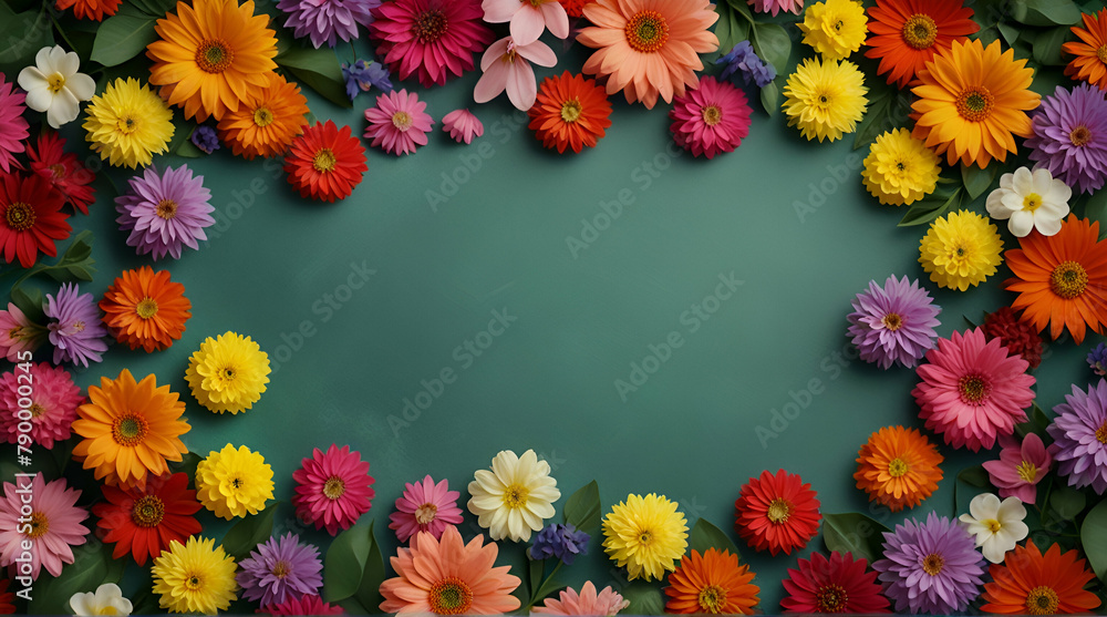 Spring may flower banner with watercolor painted frame of decorative ...