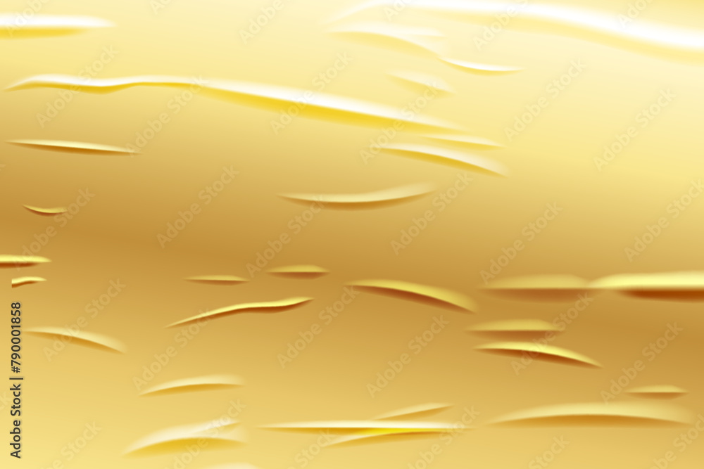 Wrinkle gold paper sheet. Glued effect background. Vector realistic ...