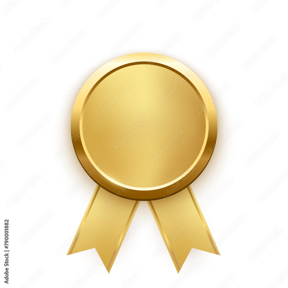 Gold medal for first place with ribbons and free space for award ...