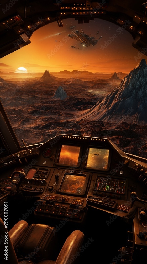 Pilot's sword adventure, speeding in a nacarat cockpit through alien ...