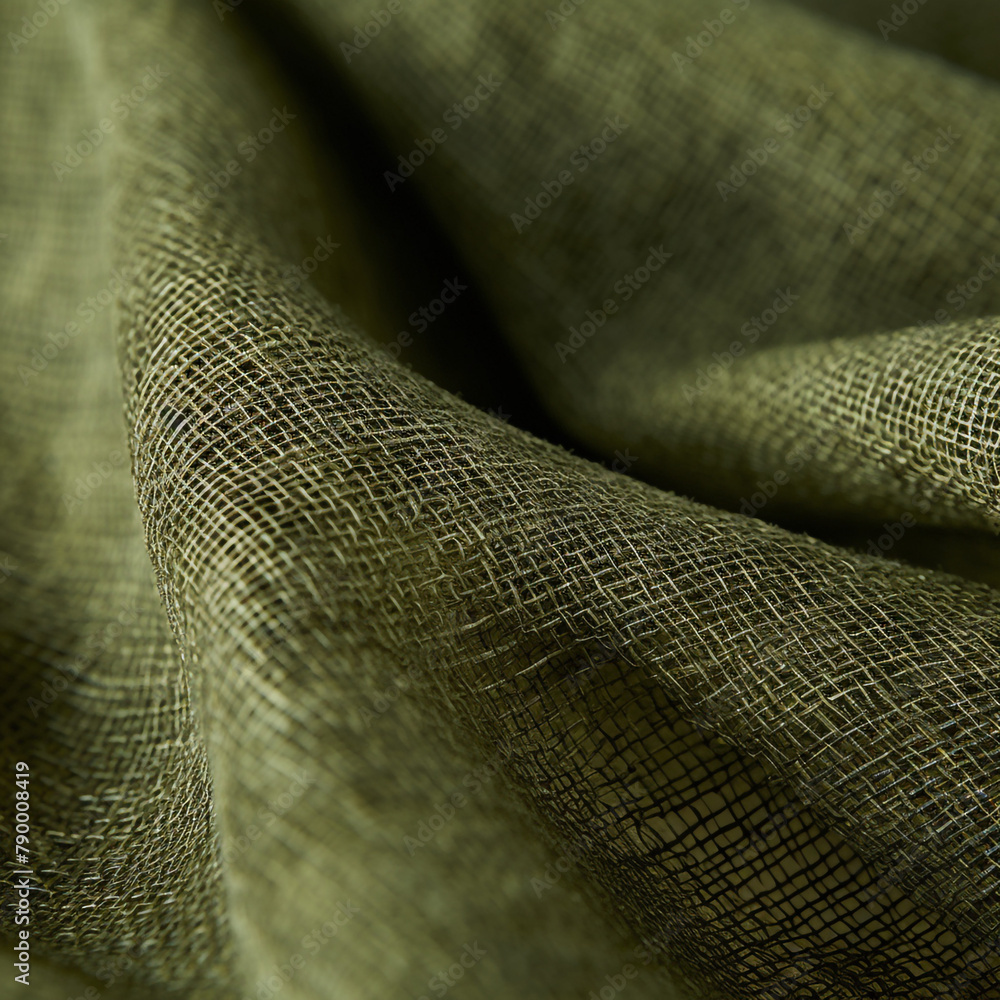 military green hemp sheet fabric zoomed in product photo showcasing ...