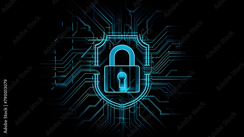 A digital illustration of an icon depicting cyber security. featuring ...