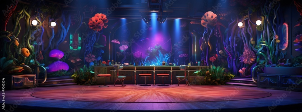 Comedy show set in a Redshift Oasis bar, aliens and humans laughing ...