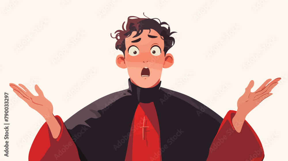 A cartoon illustration of a priest with a surprised Stock Vector ...