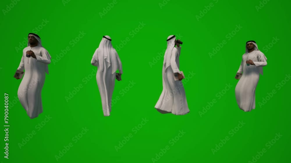 Vidéo Stock 3D Arab people in green screen and chroma key backdrop, 4 ...