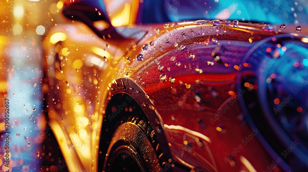Sparkling Clean: Water droplets clinging to a freshly washed car ...