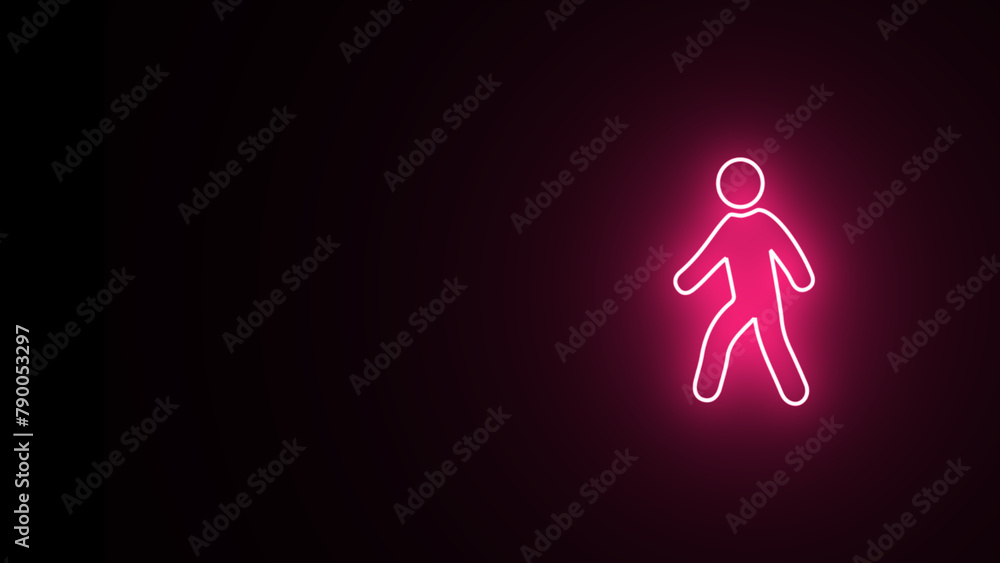 Neon Walking man symbol. Pedestrian icon. icon of a glowing walking ...