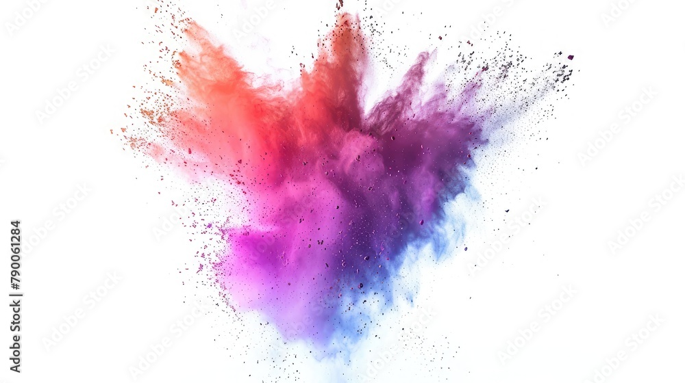 Multi colour powder explosion on white background. Launched colourful ...