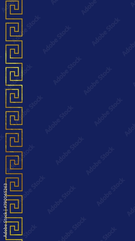 Animated vertical greek golden luxury frame background on blue ...