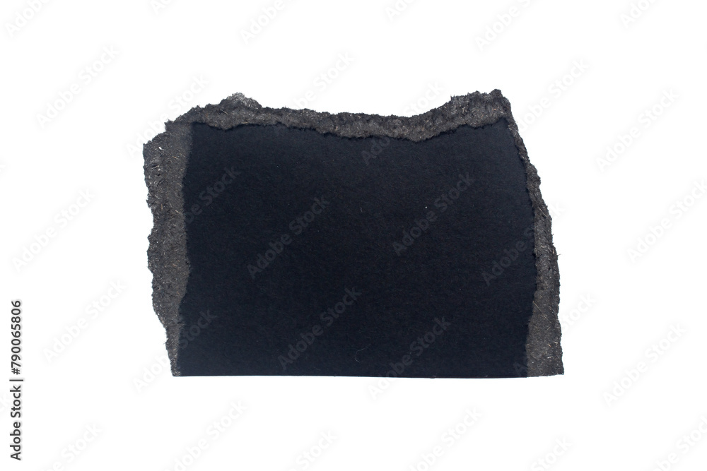 Ripped black paper piece isolated on transparent background with torn ...