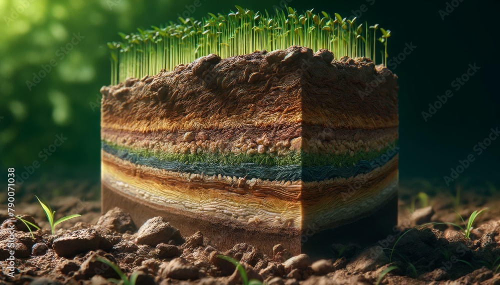 Cross-Section of Soil Layers with Sprouting Plants Stock Photo | Adobe ...