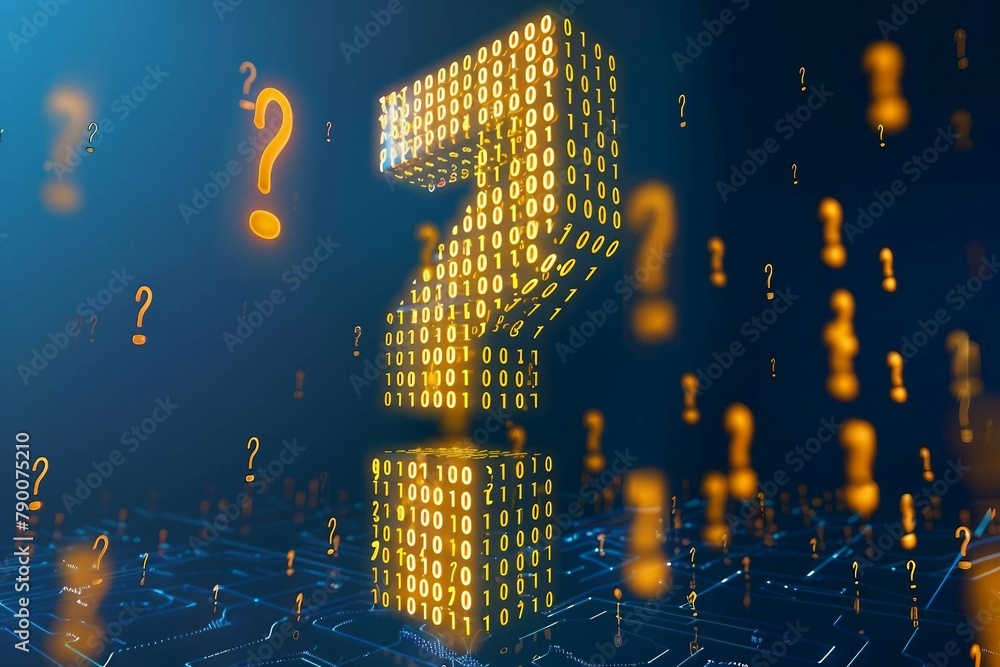 digital 3d question mark with binary code, ai in question answering ... digital 3d question mark with binary code, ai in question answering ...