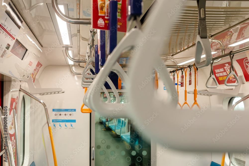 Jakarta, Indonesia - February 24, 2024: Close-up view of handrail on ...
