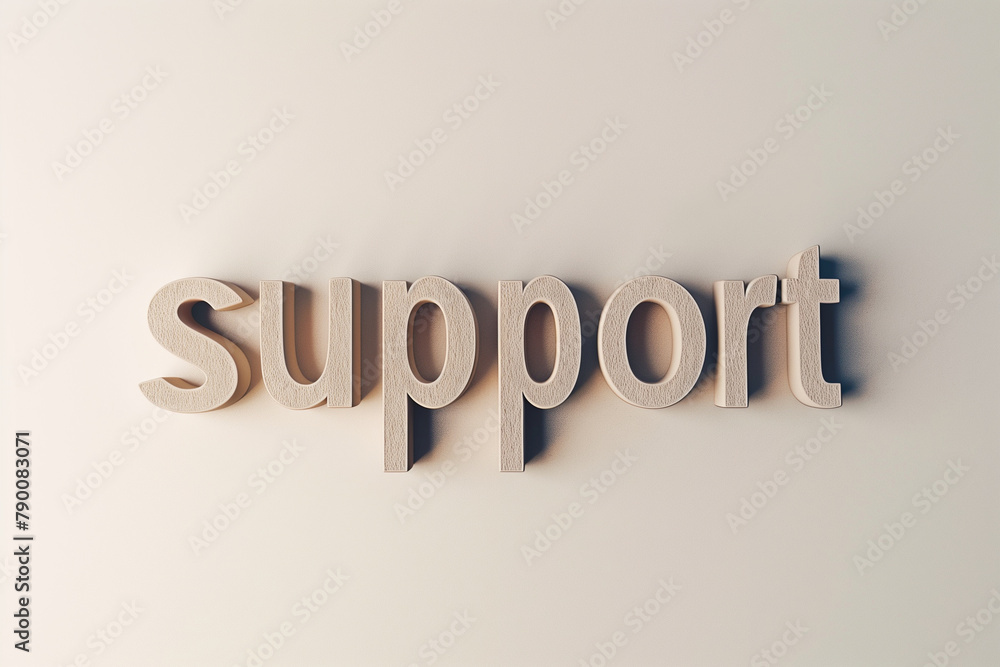minimalist composition featuring the text "support" in a subtle font ...